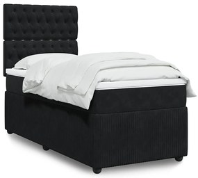 Box spring postel s matrací černá 90x200 cm samet 3292246