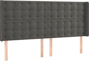 Čelo postele s LED tmavě šedé 183 x 16 x 118/128 cm samet 3124543
