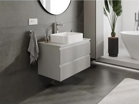 Mexen Rivel, koupelnová skříňka 80 cm s pracovní deskou, 2 zásuvky, drážkovaná, matná šedá, 91A20-08047-2-BFFC62
