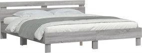 Rám postele s čelem šedý sonoma 200 x 200 cm kompozitní dřevo 3207397