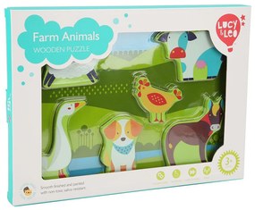 Lucy & Leo Dřevěné vkládací puzzle Zvířátka na farmě