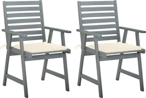 vidaXL Zahradní jídelní židle s poduškami 2 ks masivní akáciové dřevo [3064402] Barva: krémová