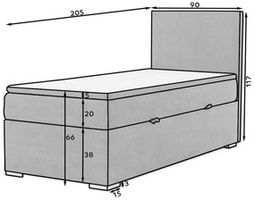 Eltap Čalouněná postel Rocco s úložným prostorem 90x200cm Materiál a barva potahu: Soft 11 - černá, Rozměr: 90x200