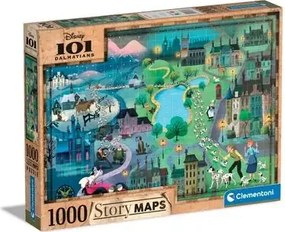 Clementoni - Puzzle - Disney mapa 101 Dalmatinů / 1000 dílků / od 10 l