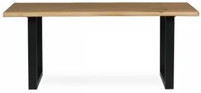 Jídelní stůl 180x90x75 masiv dub, kovová noha ve tvaru písmene U černý lak DS-U180 DUB