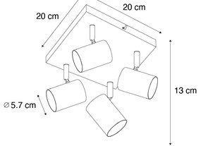 Moderní stropní svítidlo bronzové 4-světlo nastavitelné obdélníkové - Jeana