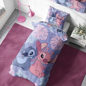 Bavlněné ložní povlečení Lilo &amp; Stitch - motiv Stitch a Angel - 100% bavlna - 70x90 cm + 140x200 cm