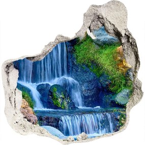 Wallmuralia Díra 3D ve zdi nálepka Cihla vodopád 75x75 cm