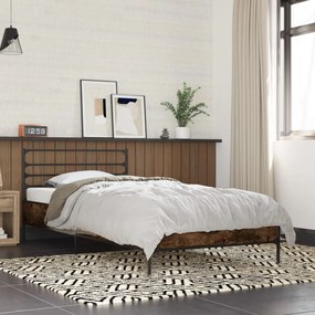 Rám postele kouřový dub 75 x 190 cm kompozitní dřevo a kov