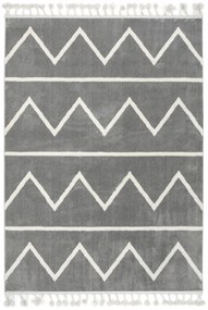 Kusový koberec Karof 6062A 34 Třásně geometrický šedý krémový Rozměr: 140x190 cm