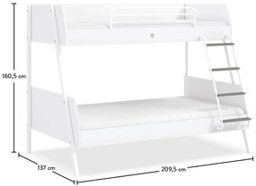 Studentská patrová postel 90x200-120x200 Pure - bílá