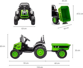 Elektrický traktor s přívěsem Farmer zelený