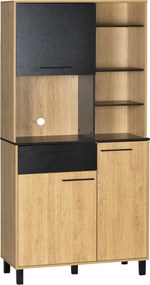 HOMCOM Kuchařský bufetový kabinet s více úložným prostorem, 1 zásuvkou, 3 skříňkami, 4 policemi a spravováním kabelů, výška 180 cm | Aosom