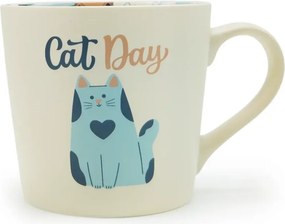 Porcelánový hrnek Kočičí parta, 400 ml – jedna kočka zvenku, celá parta uvnitř