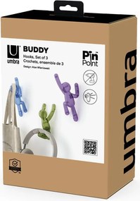 Plastové háčky v sadě 3 ks bez vrtání Buddy – Umbra