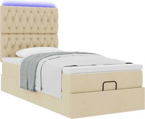 Osmanský rám postele s matrací krémově 80x200cm textil 3314049