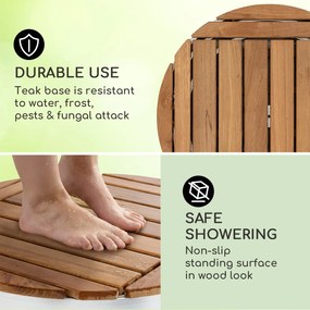 Sumatra Teak Round, zahradní sprcha, hliník, týkové dřevo, rukojeť