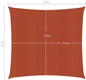 vidaXL Marketos Stínící plachta 160 g/m² cihlová 6 x 6 m HDPE