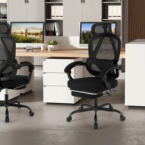 Costway Kancelářské křeslo ergonomické se zasouvací opěrkou nohou psací židle