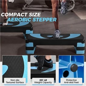 Aerobikový step Yaheetech – modrá, 79,5 cm (délka) × 30 cm (šířka) × 20 cm (výška) (267310078676)