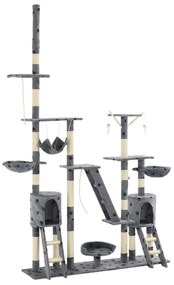 Škrabadlo pro kočky sisalové sloupky 230-250 cm šedé s tlapkami 170618