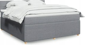 Box Spring Postel S Matrací Textil Světle Šedá Blok se čtverci 180 x 200