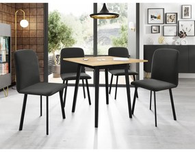 Rozkládací stůl Renkiz S 85/85 se 4 židlemi Lekoz, Barva dřeva: bíla + černá, Potah: Amor Velvet 4321