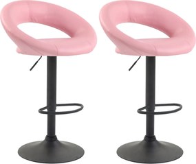 2x Barová židle Olinda - koženka, černý rám - růžová
