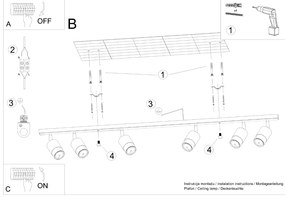 Bodové svítidlo Nero, 6x černé kovové stínítko, (možnost polohování), ch