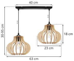 Závěsné svítidlo TIMBER 3, 2x dřevěné stínítko