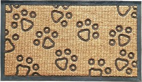 Kokosová rohožka Ťapky, 70 x 40 cm – béžová, do domu a na terasu, s motivem psích ťapek