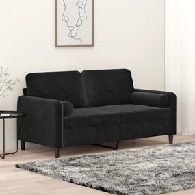 2místná pohovka s polštáři černá 140 cm samet 3200886