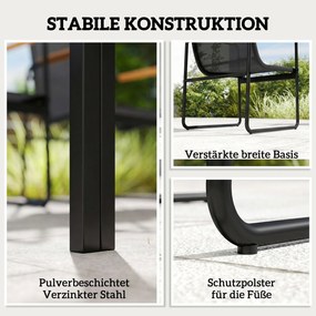 Sada zahradního nábytku Sedací souprava 150 x 80 cm Skleněný stůl se 6 prodyšnými židlemi Ozdobné područky Černá barva