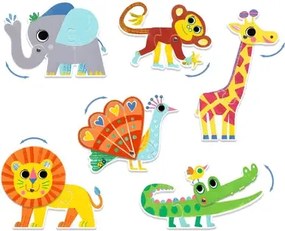 DJECO Puzzle Duo Pohyblivé zvířátka / 6x2 dílků / od 2 let