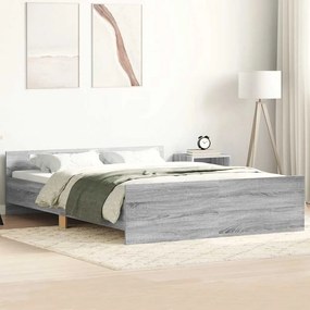 Rám postele s hlavovým a nožním čelem šedý sonoma 140 x 190 cm 3203787