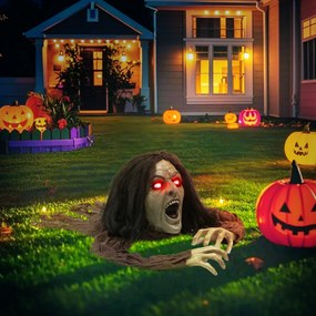 Outsunny Plazící se zombie dekorace na Halloween, zvuky, světla, na baterie