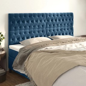 Čelo postele tmavě modré 200x7x118/128 cm sametové 3116738