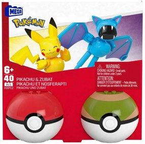 _Ostatní 1_ Pokémon Megablok set 2x Pokéball Pikachu + Zubat stavebnice 40 dílků 25hxp12