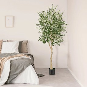 Costway Umělý olivovník s 1296 listy a 72 plody Olivovníky 182 cm, zelený