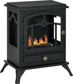 HOMCOM Volně stojící biokrb s hořákem z nerezové oceli o objemu 1,2 l, 3 hodiny doby hoření pro prostory 20-25 m², rozměry 45x28x54 cm, černý | Aosom