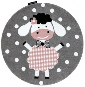 Hans Home | Dětský kusový koberec Petit Dolly sheep grey kruh - 140x140 (průměr) kruh