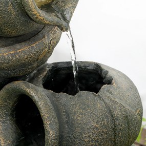 Fontána, nastavitelné čerpadlo, odolná proti povětrnostním vlivům, 25 cm x 24 cm x 60 cm, šedá barva