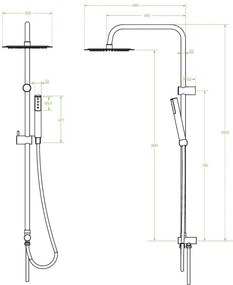 Laveo Pretto, sprchový set s ruční a hlavovou sprchou, chromová, LAV-PLP_00OX