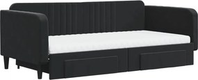 Válenda s přistýlkou a zásuvkami černá 100 x 200 cm samet 3197146