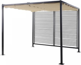 Zahradní hliníková pergola se zatahovací střechou Goleto H300 hnědá 3 x 3 x 2,23 m