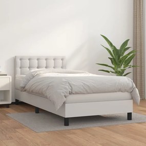 Box spring postel s matrací bílá 100x200 cm umělá kůže