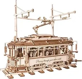 RoboTime 3D dřevěné mechanické puzzle Tramvaj