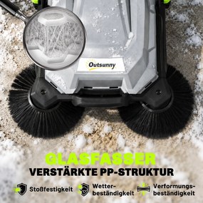 Outsunny ruční zametací stroj s pracovním záběrem 68 cm, 2600 m²/h, 24 L sběrný koš, výškově nastavitelná skládací rukojeť