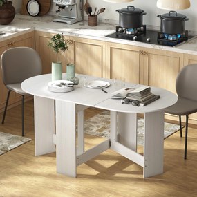 HOMCOM Skládací jídelní stůl oválný kuchyňský stůl s skládacími křídly moderní styl 163x80x75 cm Bílý | Aosom