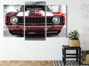 Vícedílný obraz Červené Svalové Auto V Garáži Nedostatek Nedostatek Přírodní plátno 60x40